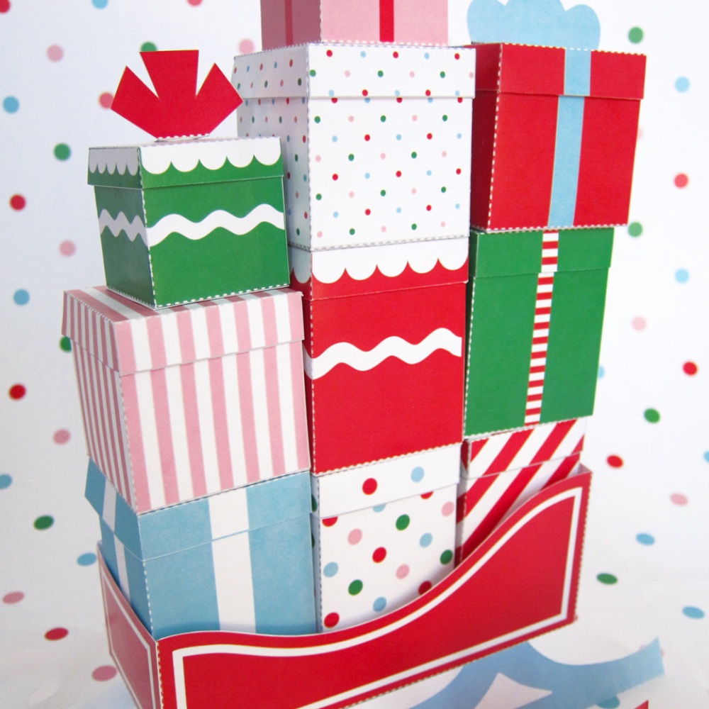 12 Mini Gift Boxes with Sleigh Printable Paper Christmas Crafts ...